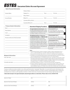 Fillable Online Estes - Guaranteed Select Account Agreement Guaranteed ...