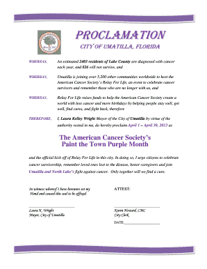 Fillable Online PROCLAMATION - umatillaflorg Fax Email Print - pdfFiller