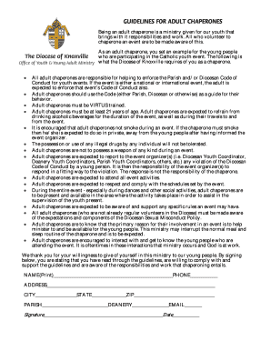 Fillable Online GUIDELINES FOR ADULT CHAPERONES Being an adult ...