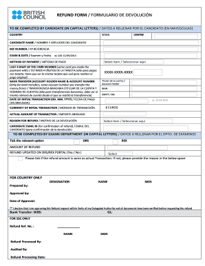 Fillable Online britishcouncil IELTS refund form - British Council Fax ...