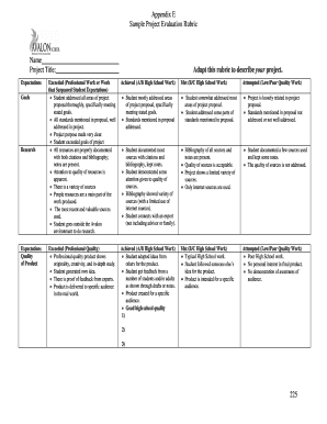 Fillable Online Sample Project Evaluation Rubric Fax Email Print ...