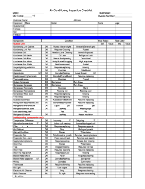 Fillable Online Air Conditioning Inspection Checklist Technician Fax ...