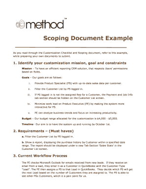 Fillable Online Scoping Document Example Fax Email Print - pdfFiller