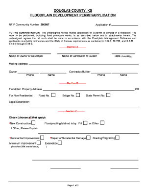 Fillable Online douglascountyks Flood development permit - Douglas ...