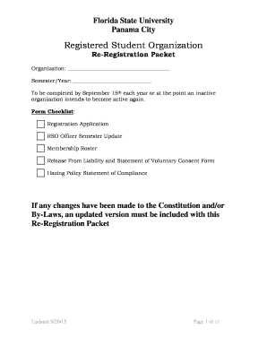 Fillable Online pc fsu Registered Student Organization - Florida State ...