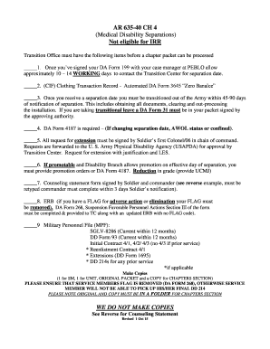 Fillable Online AR 635-40 CH 4 Medical Disability Separations Fax Email ...