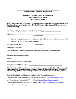 Fillable Online lrn usace army Nashville District Corps of Engineers ...
