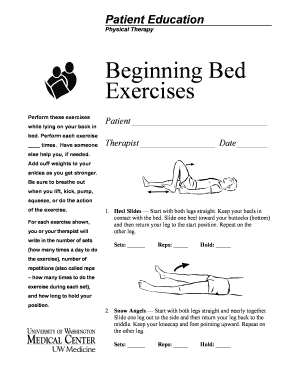 Fillable Online healthonline washington Beginning Bed Exercises - UWMC ...