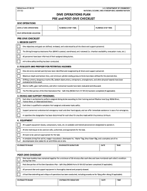 Fillable Online ndc noaa DIVE OPERATIONS PLAN PRE and POST-DIVE ...