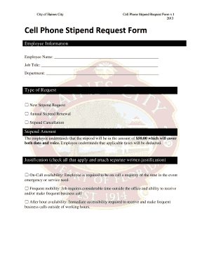 Fillable Online City of Haines City Cell Phone Stipend Request Form v1 ...