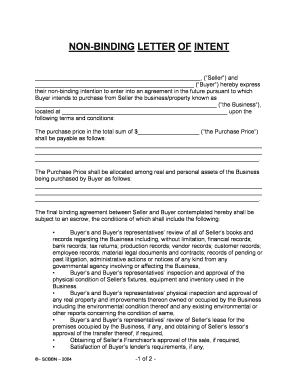 Fillable Online NON-BINDING LETTER OF INTENT - sellbusinesstodaycom Fax ...