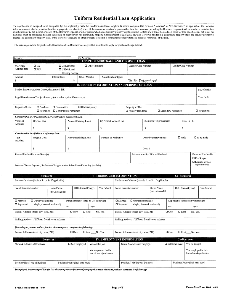 Fillable Online Uniform Residential Loan Application bFNMA 1003b ...