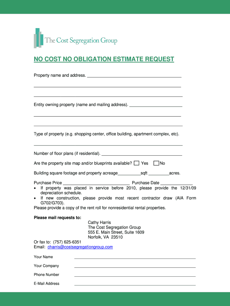 Fillable Online Estimate Request Form Word Versiondoc Fax Email Print ...