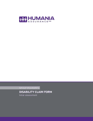 Fillable Online humania Disability claim form Initial assessment ...