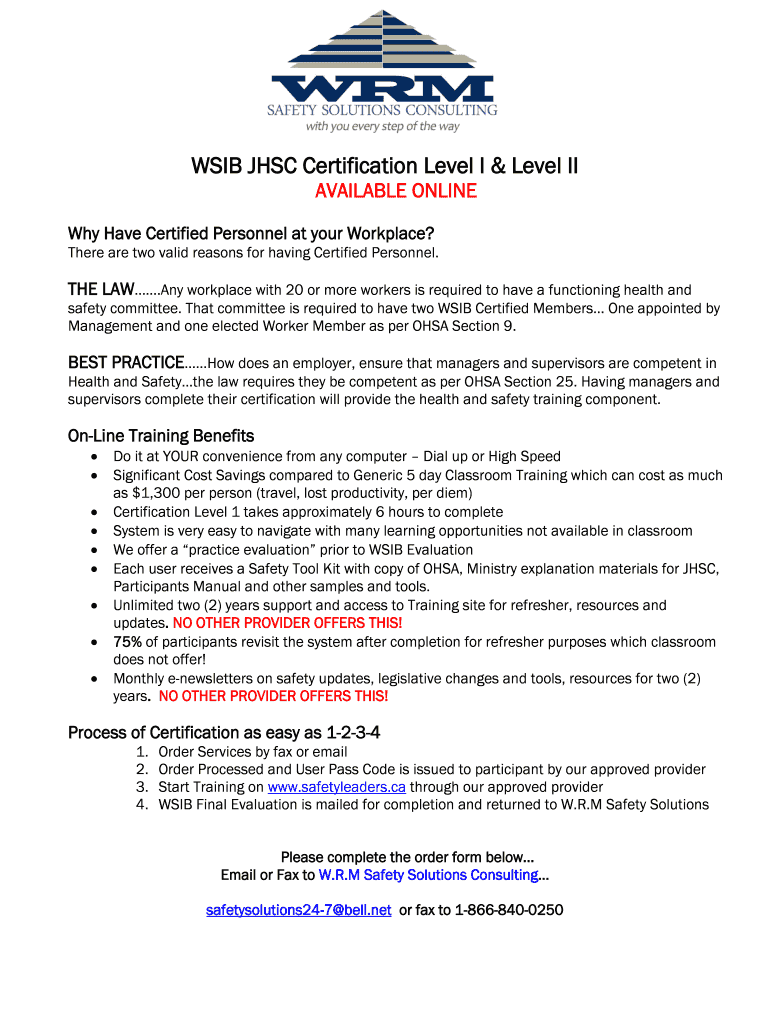 Fillable Online safety24-7 JHSC Certification and Order Form - safety24 ...