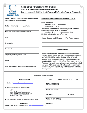 Fillable Online allcommunitymedia ATTENDEE REGISTRATION FORM ...