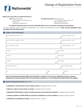 Fillable Online Change of Registration Form - Nationwide Financial Fax ...