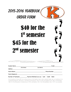 Fillable Online High School Yearbook Form Fax Email Print - pdfFiller