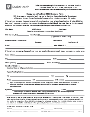 Fillable Online Clergy Identification CID Renewal Form Fax Email Print ...