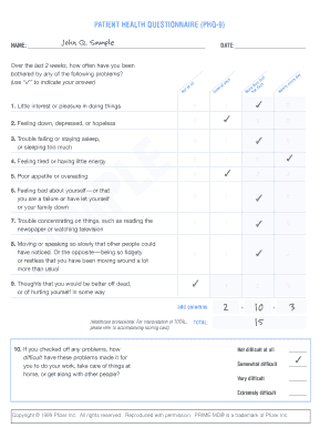 Fillable Online PATIENT HEALTH QUESTIONNAIRE PHQ-9 - IBHP Fax Email ...