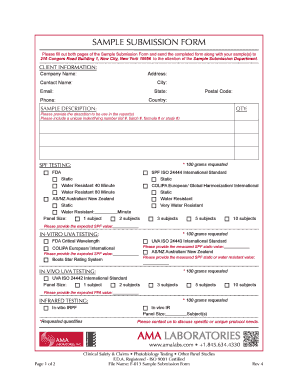 Fillable Online Please fill out both pages of the Sample Submission ...