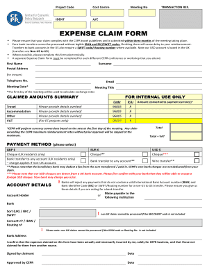 Fillable Online cepr Expense Claim Form 2015pdf Fax Email Print - pdfFiller