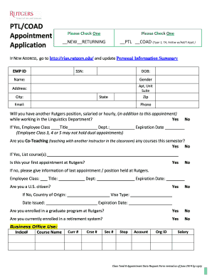 Fillable Online ling rutgers PTL Information Request Form Fax Email ...