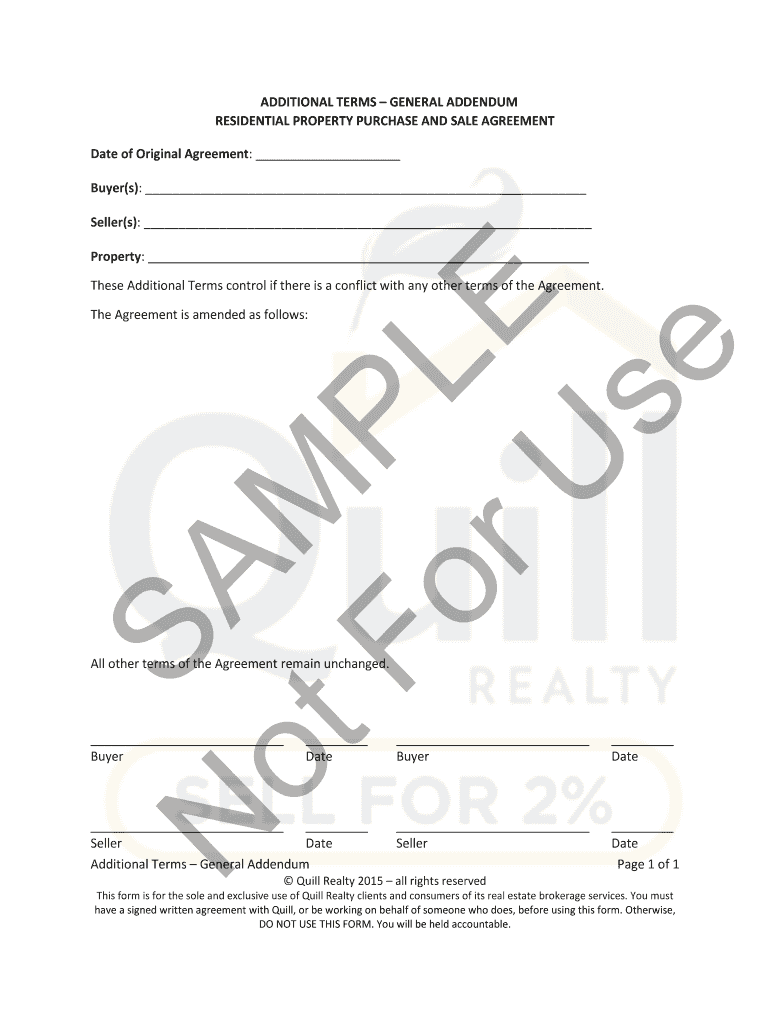 Fillable Online General Addendum - Quill Realty Fax Email Print - pdfFiller