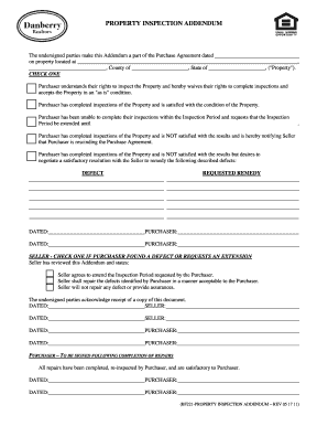 Fillable Online Property Inspection Addendum - Danberry Fax Email Print ...