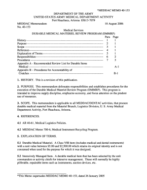 Fillable Online MEDDAC MEMO 40-153 DEPARTMENT OF THE ARMY UNITED Fax ...