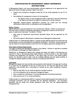 Fillable Online Exhibit 1 Management Agent Evaluation Exhibit 1 ...