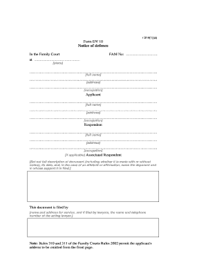 Fillable Online justice govt Notice of Defence form PDF 62KB Fax Email ...