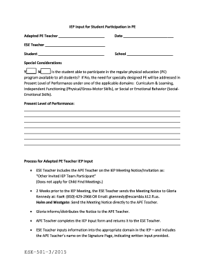Fillable Online ESE-501-3b2015b - Exceptional Student Education Fax ...