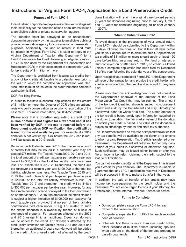 Fillable Online Instructions for Virginia Form LPC-1 Application for a ...
