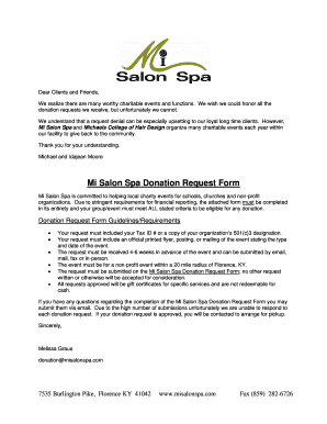 Fillable Online Mi Salon Spa Donation Request Form Fax Email Print ...