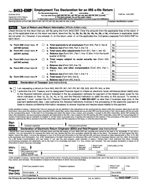 Fillable Online Form 8453EMP Employment Tax Declaration for an IRS ...