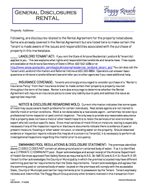 Fillable Online General Disclosures RENTAL - peggyrauchcom Fax Email ...