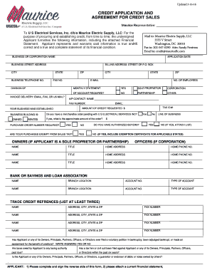 Fillable Online Maurice Electric LLC Credit Application Fax Email Print ...