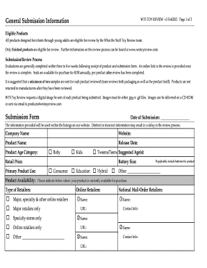 Fillable Online Product Submission Form 2012xls Fax Email Print - pdfFiller