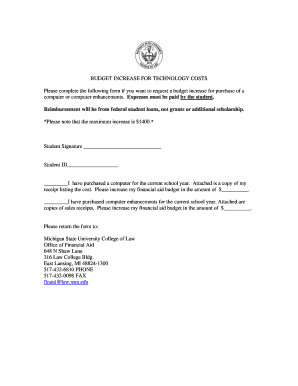 Fillable Online law msu Budget Increase Form for Computer - law msu Fax ...