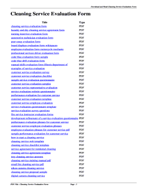 Fillable Online Cleaning Service Evaluation Form - gelomagzcom Fax ...