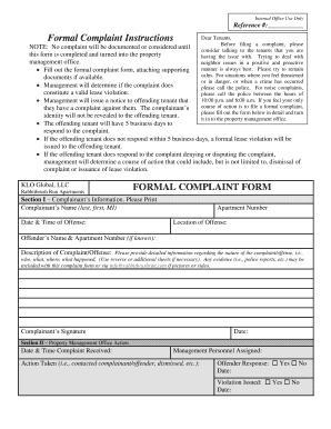 Fillable Online Tenant Complaint Form - Rabbitbrush Run Apartments Fax ...