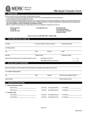 Fillable Online Ira Transfer Form - Merk Fax Email Print - pdfFiller