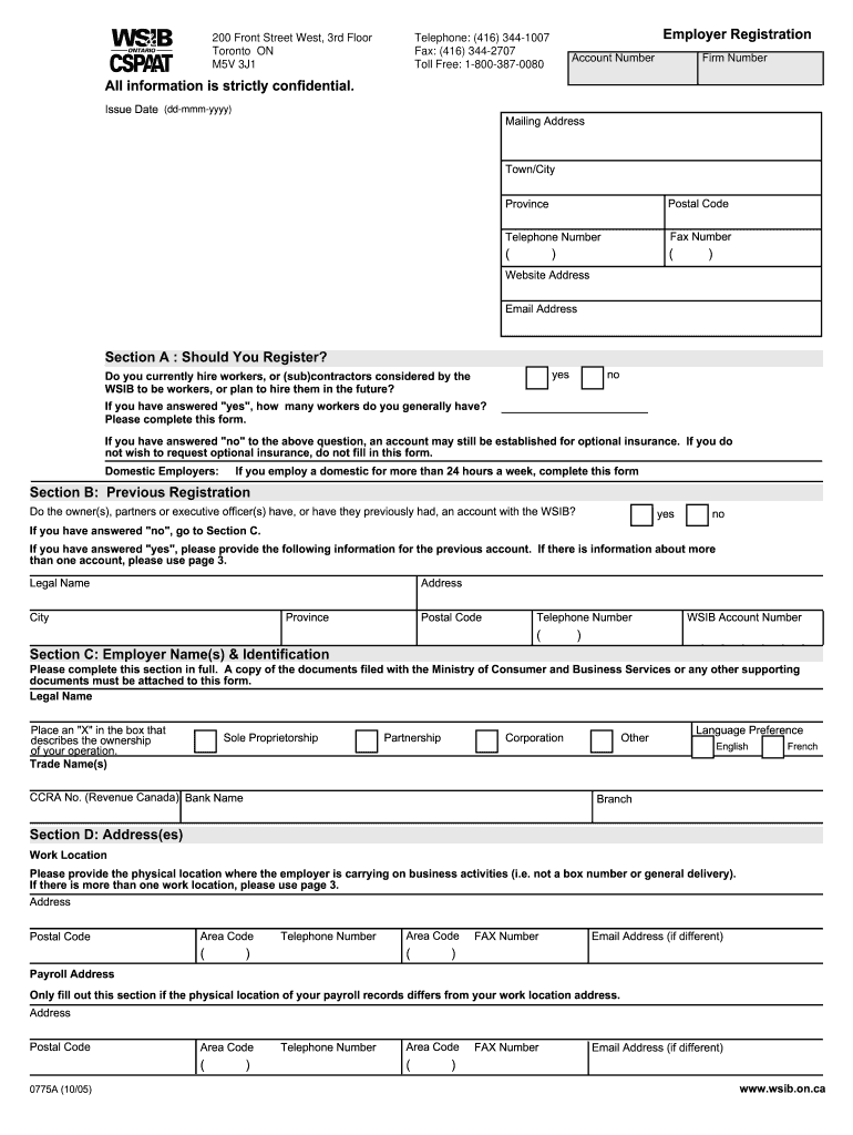 Fillable Online easi WSIB Registration - easi Fax Email Print - pdfFiller