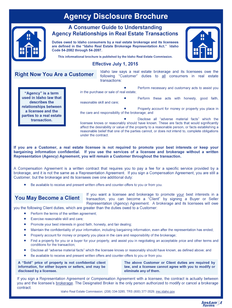 Fillable Online Agency Disclosure Brochure Effective July 1, 2012 A ...