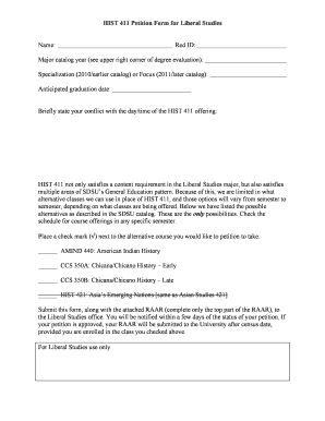 Fillable Online www-rohan sdsu HIST 411 Petition Form - www-rohan sdsu Fax Email Print - pdfFiller