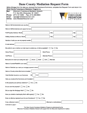 Fillable Online Dane County Mediation Request Form Fax Email Print ...