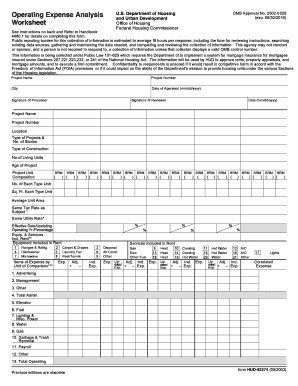 Fillable Online Operating Expense Analysis Worksheet - HUD Fax Email ...