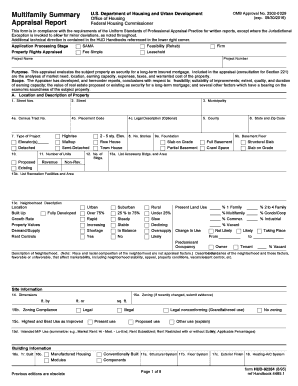 Fillable Online Multifamily Summary Appraisal Report - HUD Fax Email ...