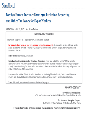Fillable Online Foreign Earned Income: Form 2555 Exclusion Reporting ...